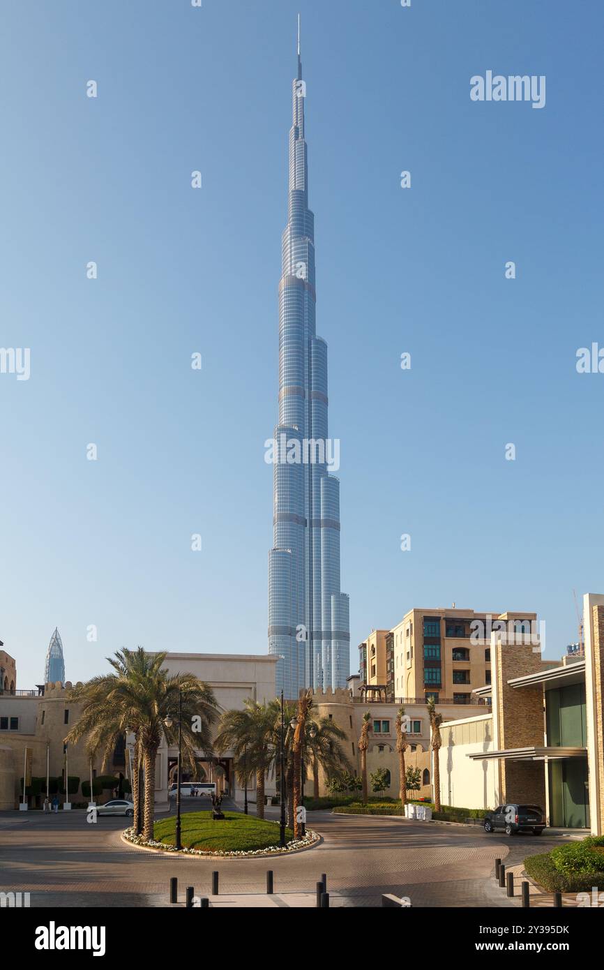 The Burj Khalifa modern tower skyscraper tower in sunny day in Dubai ...