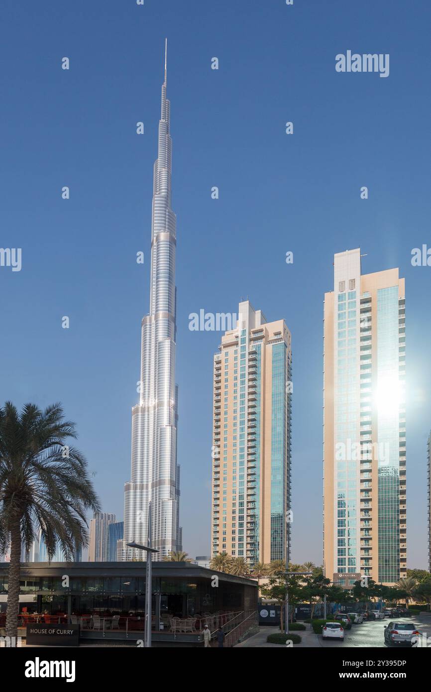 The Burj Khalifa modern tower skyscraper tower in sunny day in Dubai ...