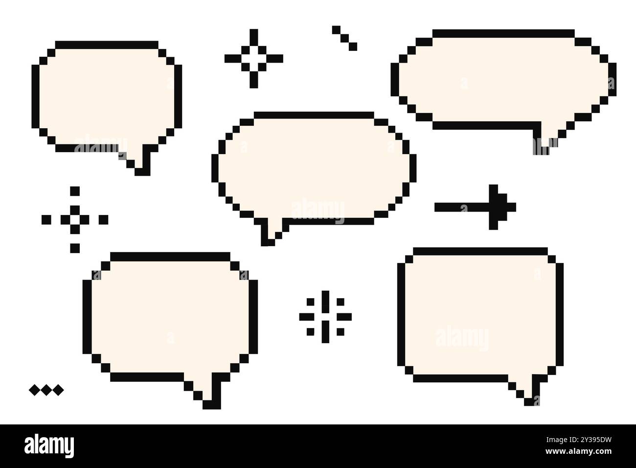 Set of pixel art cloud bubble quote box speech bubble dialog retro 8 ...