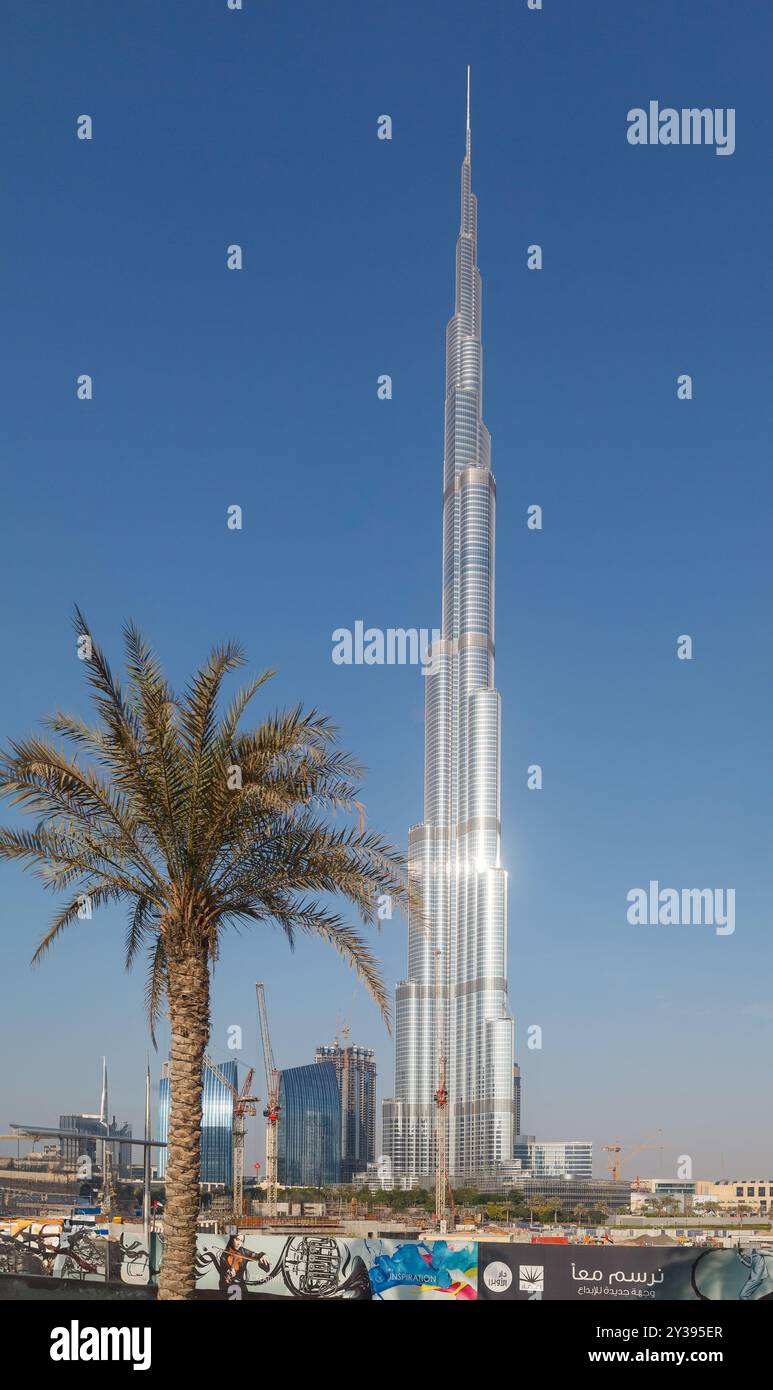 The Burj Khalifa modern tower skyscraper tower in sunny day in Dubai ...