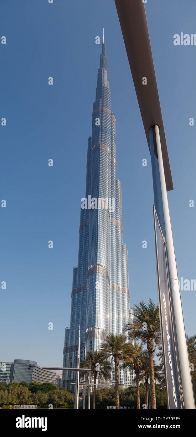 The Burj Khalifa modern tower skyscraper tower in sunny day in Dubai ...