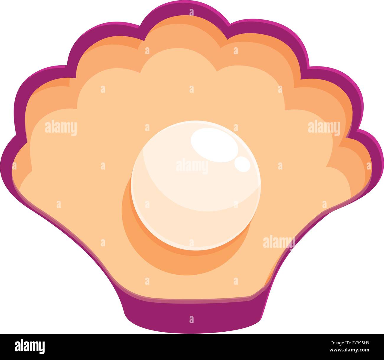 Cartoon illustration of an open seashell holding a big shiny white ...