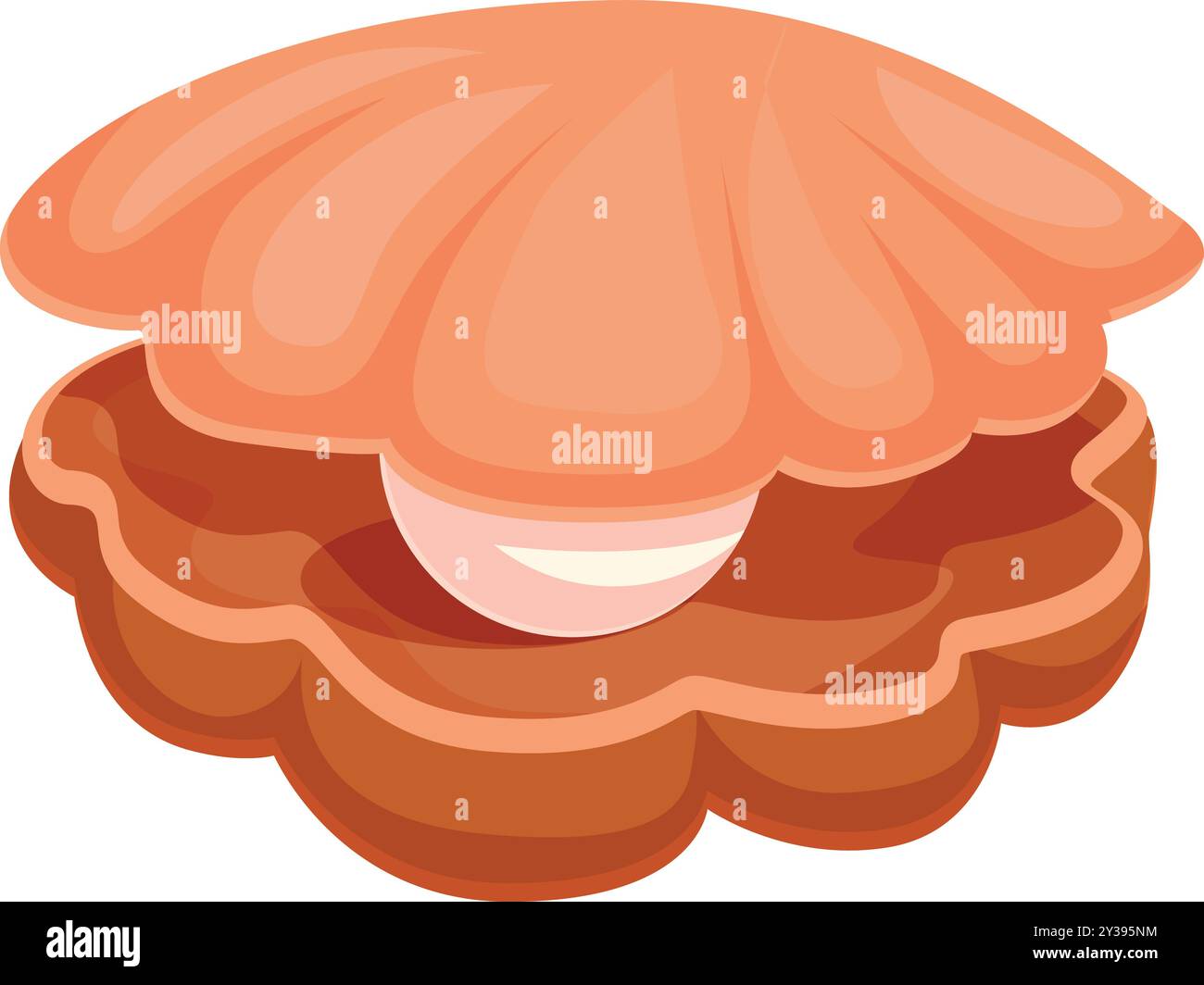 Open shell with shiny pearl is growing inside on white background Stock ...