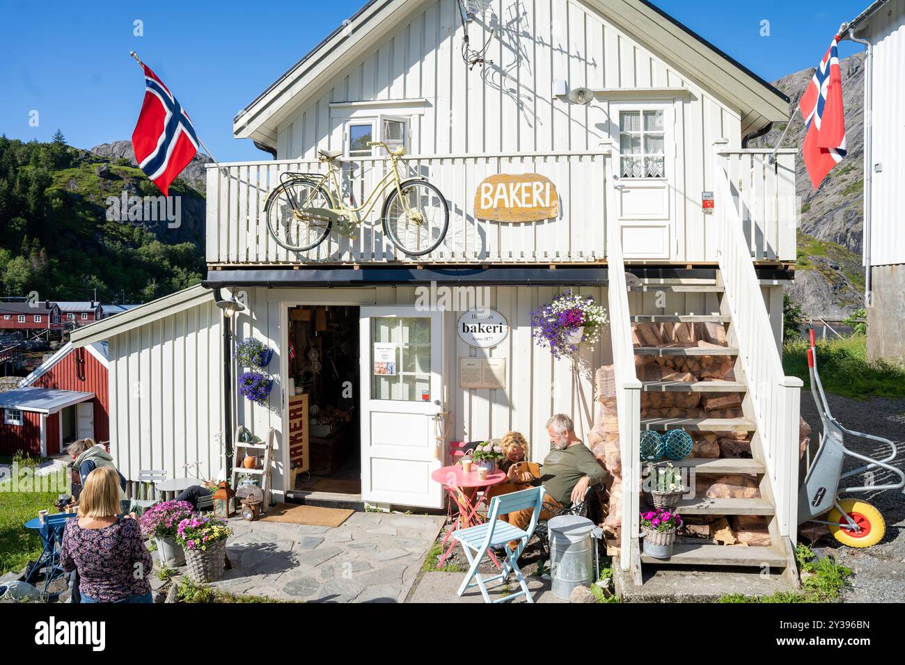 Nusfjord, Norway - 07.07.2024: Bakery in Norwegian fishing village ...