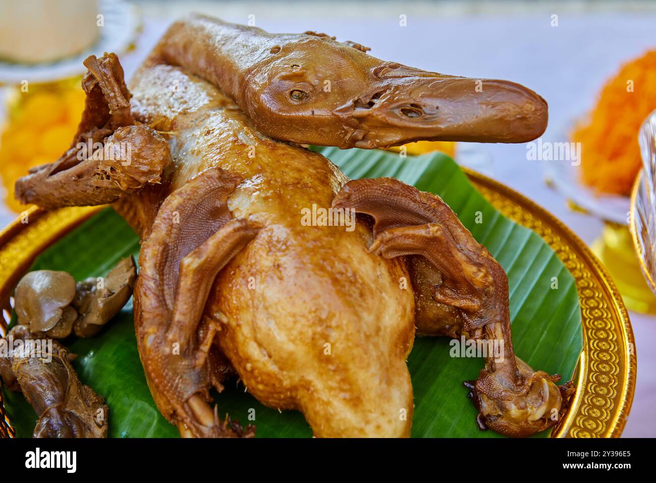 Roasted duck served on plate Stock Photo - Alamy