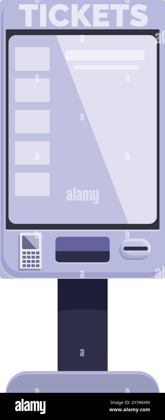 Modern ticket vending machine is displaying options for purchase on its ...