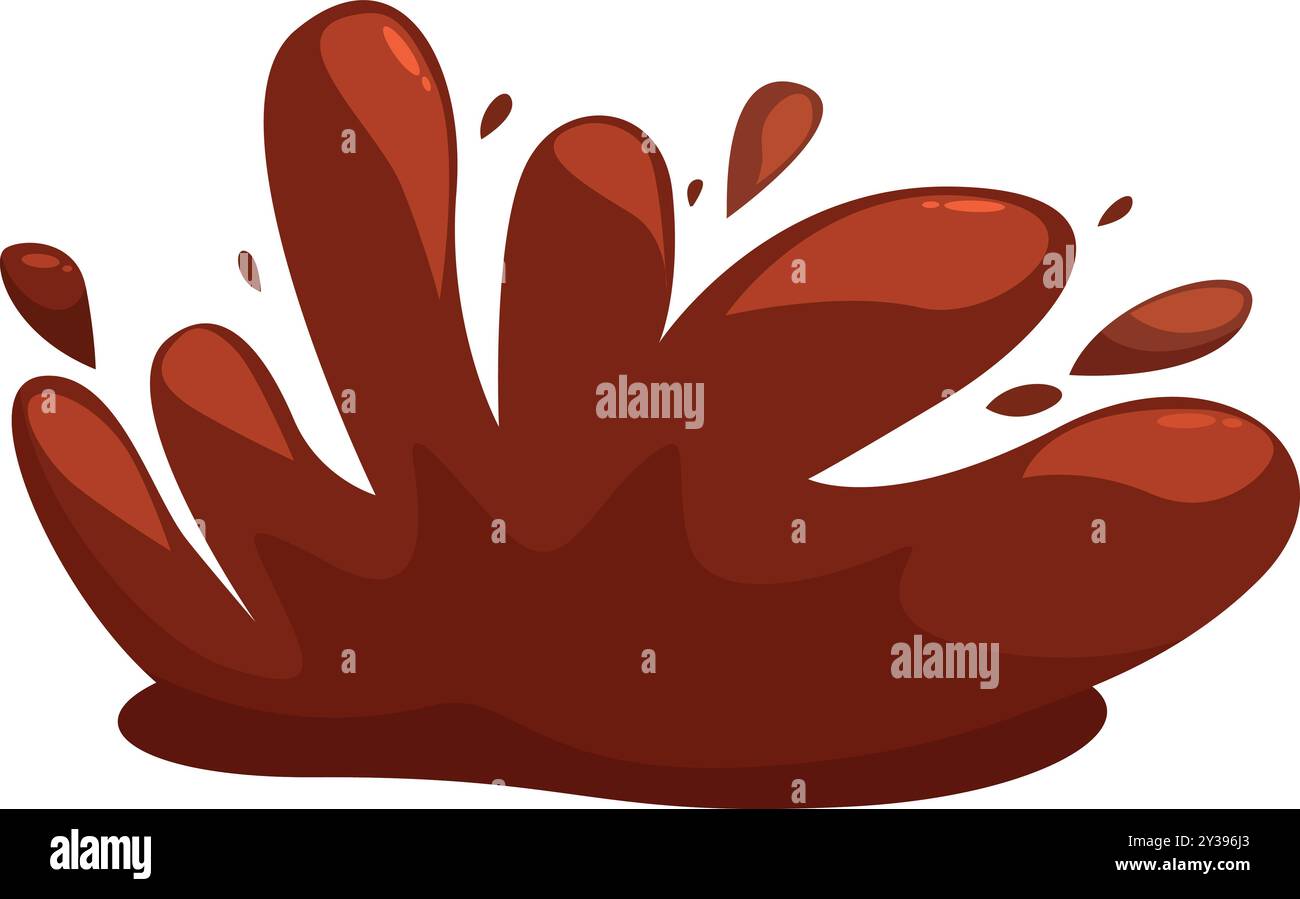 Cartoon illustration of chocolate splashing and creating a puddle Stock ...
