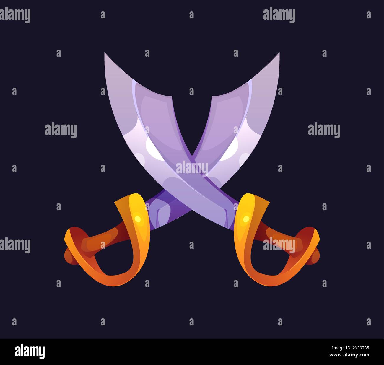 Cartoon crossed pirate swords. Two corsair sabers with cross blades ...