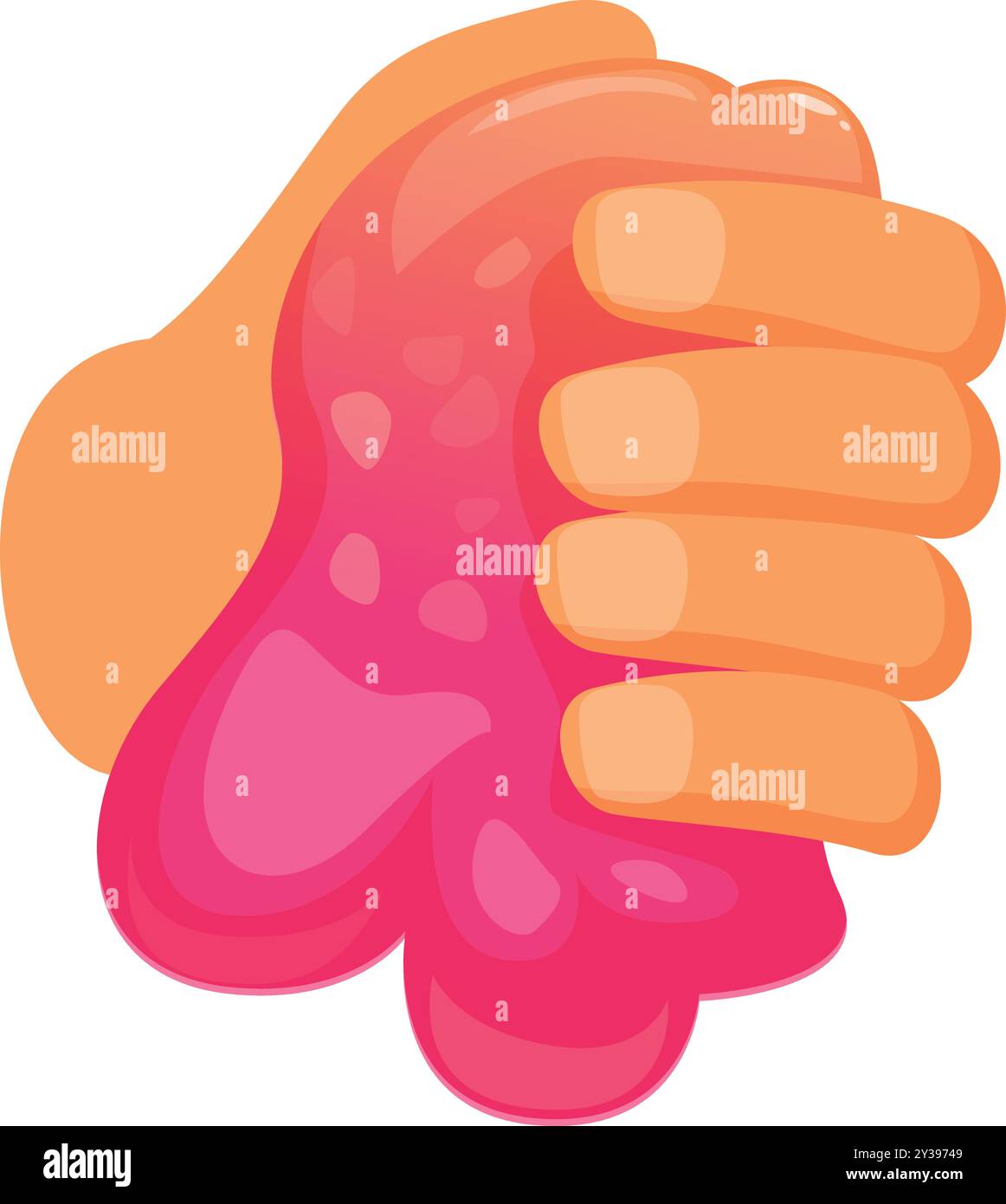 Hand squeezing a pink slime, providing a satisfying tactile experience ...