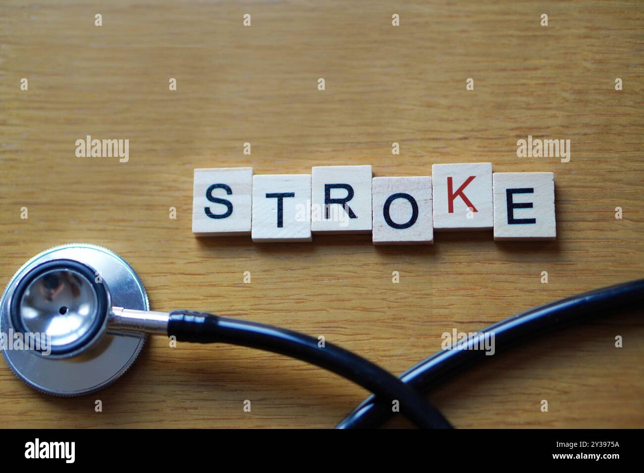 STROKE. word written with wooden signs with stethoscope. health and ...