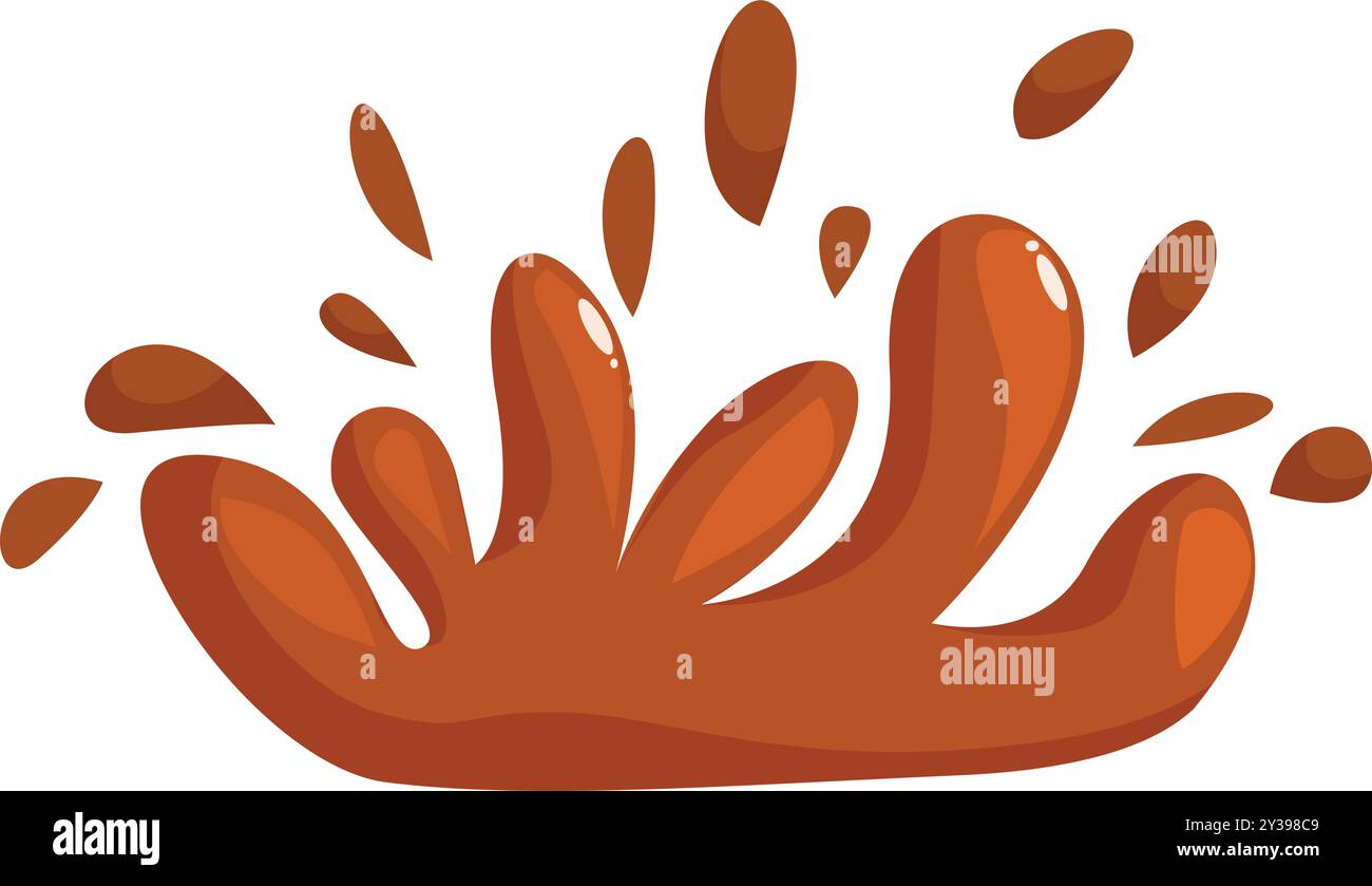 Cartoon chocolate splash with drops is making a sweet shape Stock ...