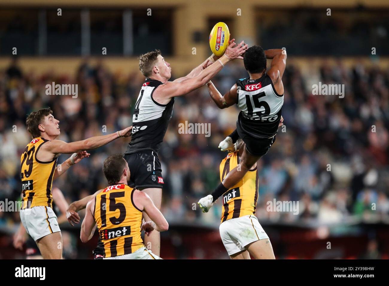 Adelaide, Australia. 13th Sep, 2024. Willie Rioli of the Power flies ...