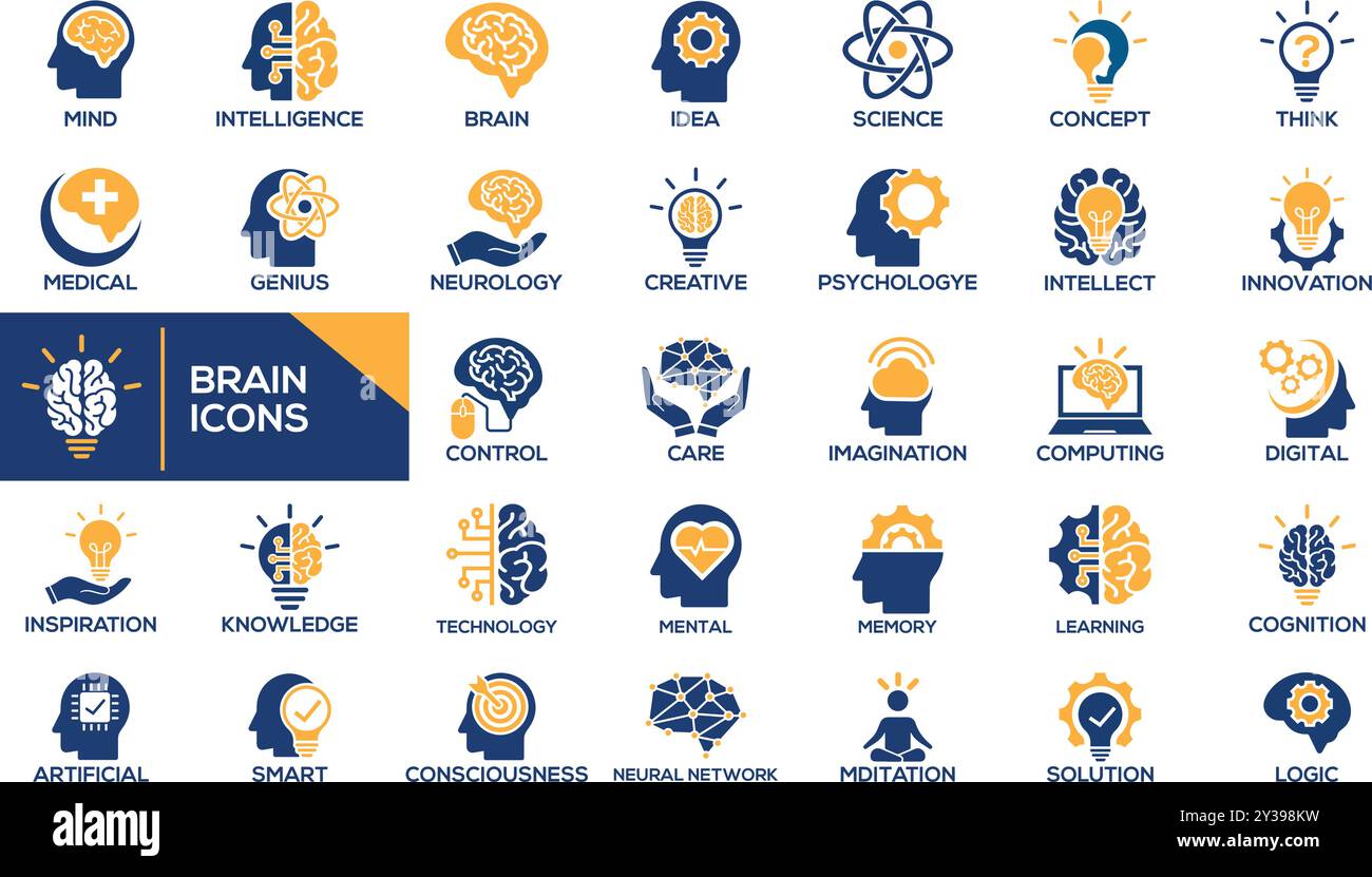 Brain Related icon set design, vector. Unique and creative design Stock ...