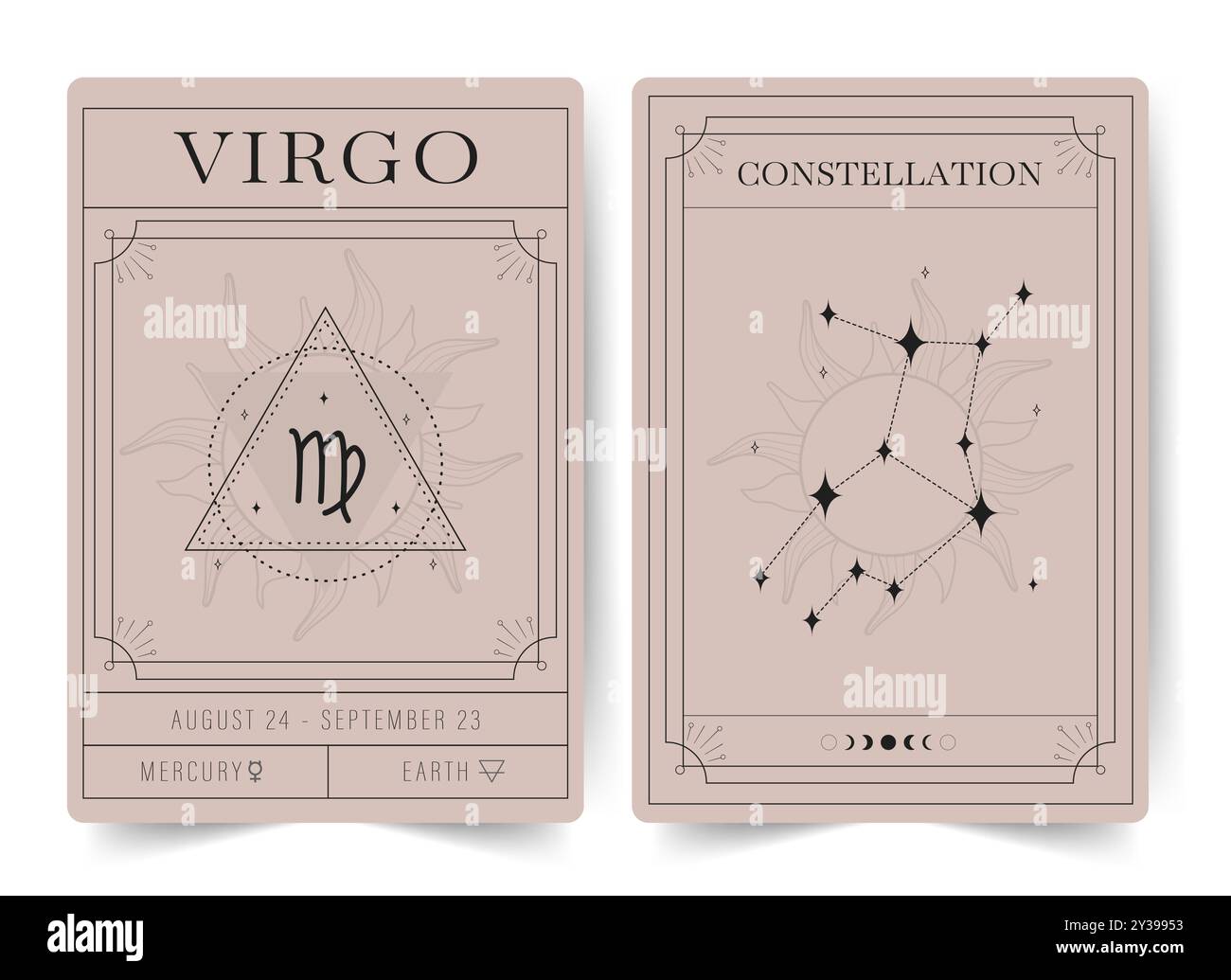 Virgo. Witchcraft cards with astrology zodiac sign and constellation ...