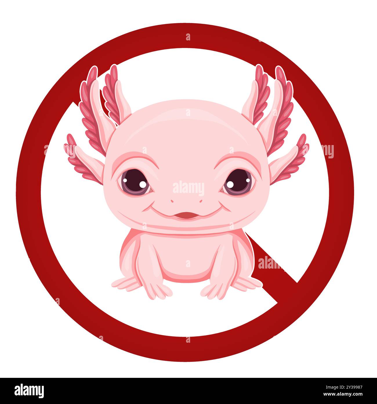 Vector forbidden sign with axolotl. Do not touch amphibians. Danger of ...