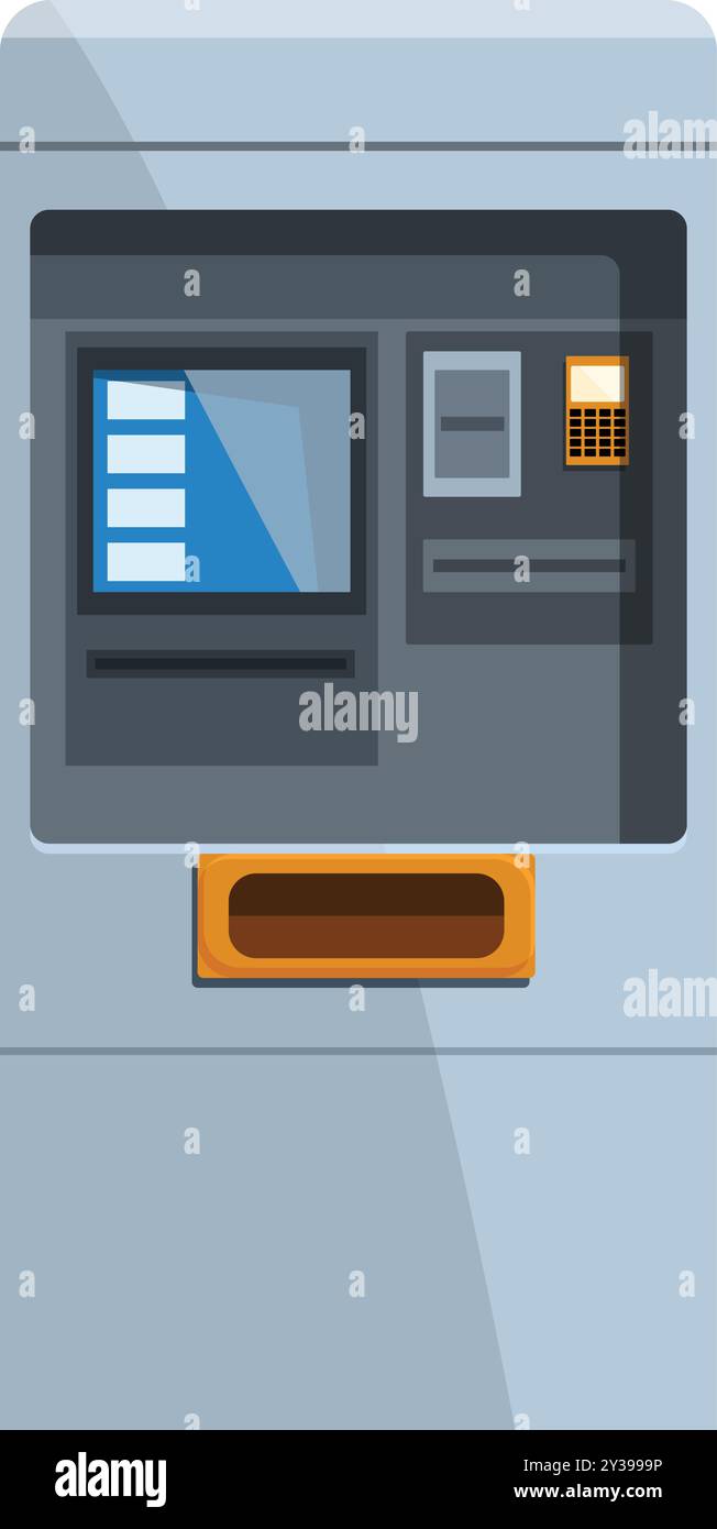 Contemporary atm machine with a bright screen, offering a user friendly interface for financial ...