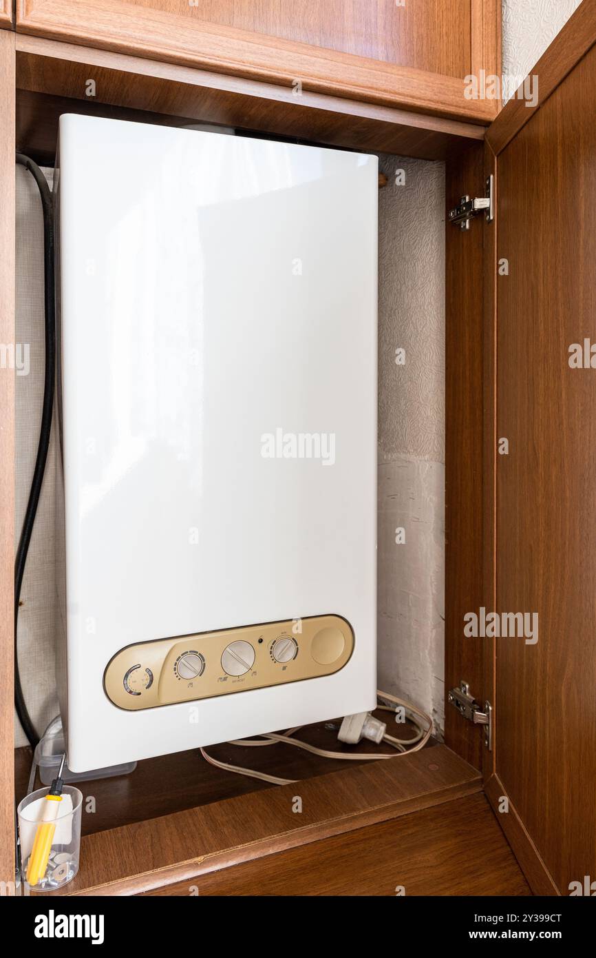built-in kitchen wooden wall cabinet gas boiler device for heating hot ...