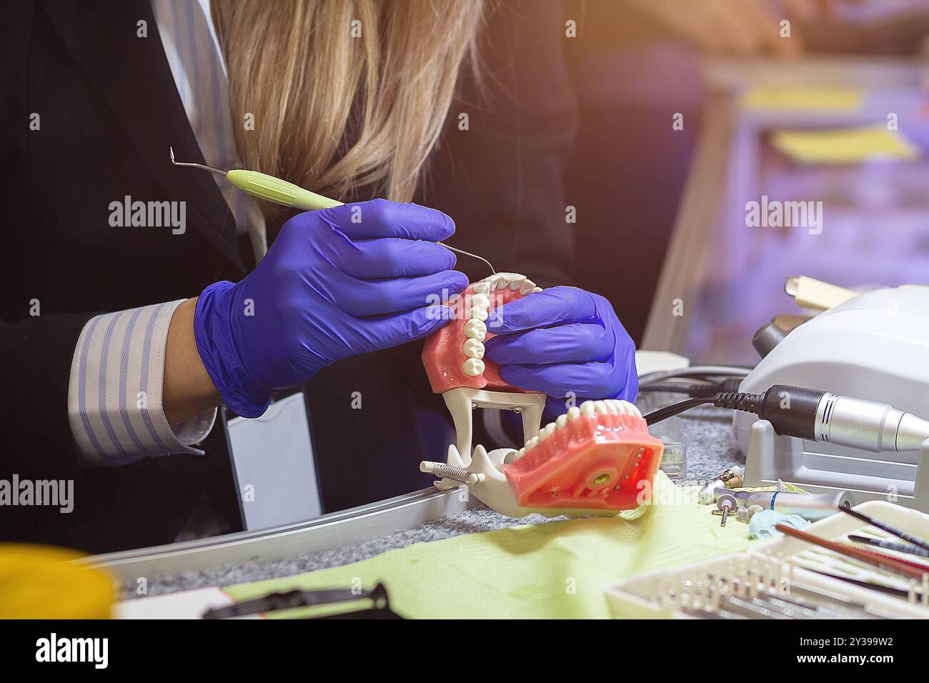 Dentist is working on facial dental prosthetic. Health and medicine ...