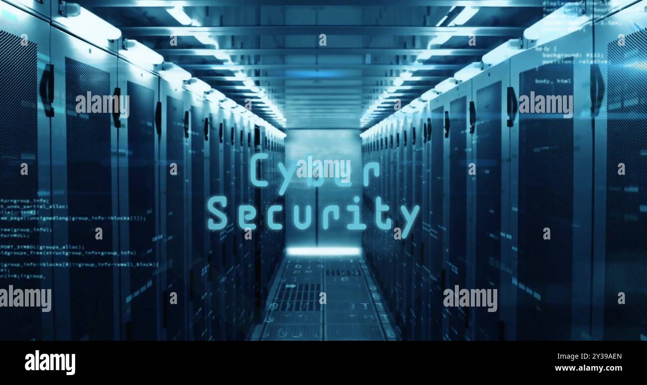 Image of magnifying glass icon and digital data processing over computer servers Stock Photo - Alamy