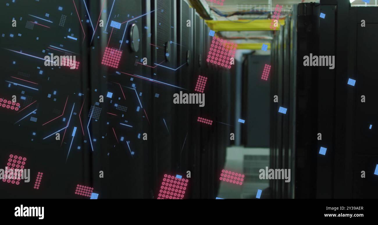 Image of digital data processing and circuit board over computer servers Stock Photo - Alamy