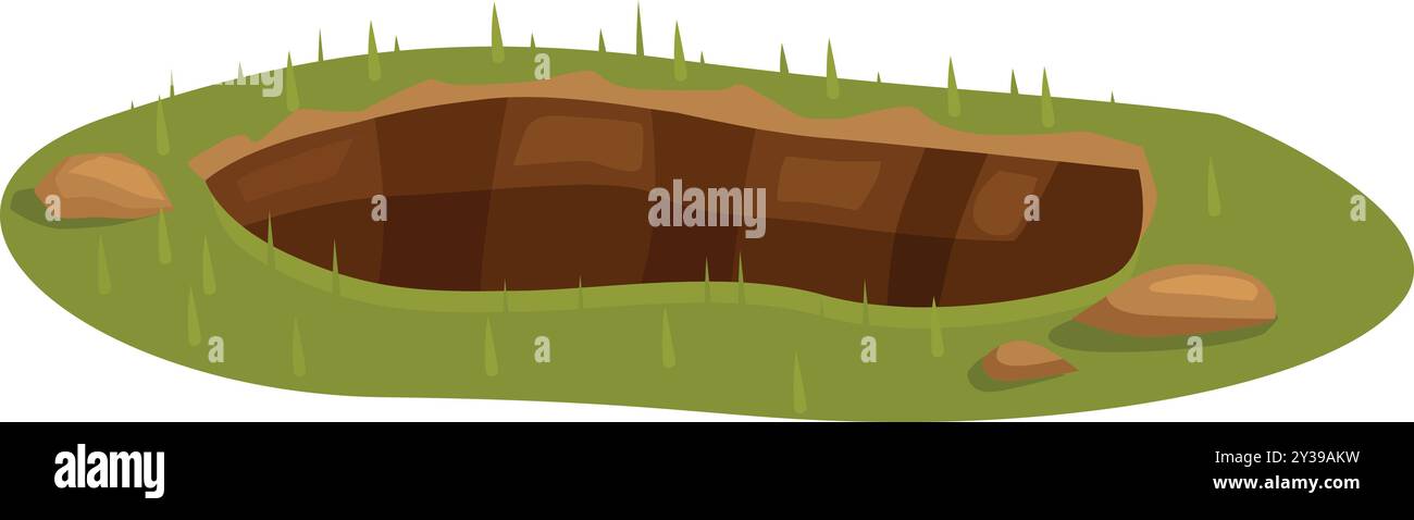 Illustration presenting the different ground layers of soil with green ...