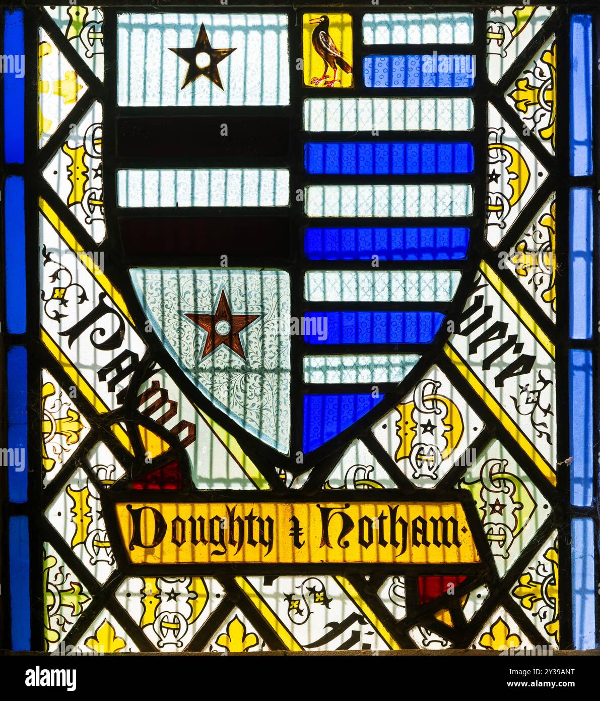 Stained glass window Doughty family crest by Thomas Willement c 1843 ...