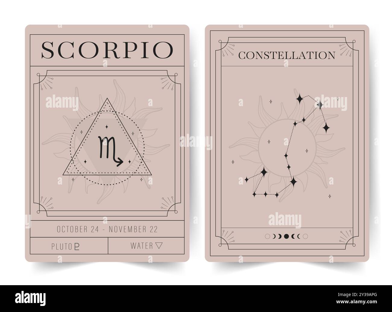 Scorpio. Witchcraft cards with astrology zodiac sign and constellation ...