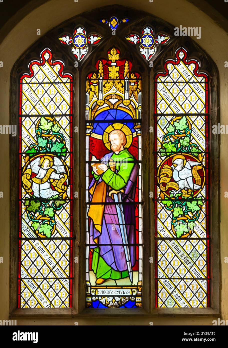 Stained glass window of Saint Paul by Thomas Willement 1848, Theberton ...