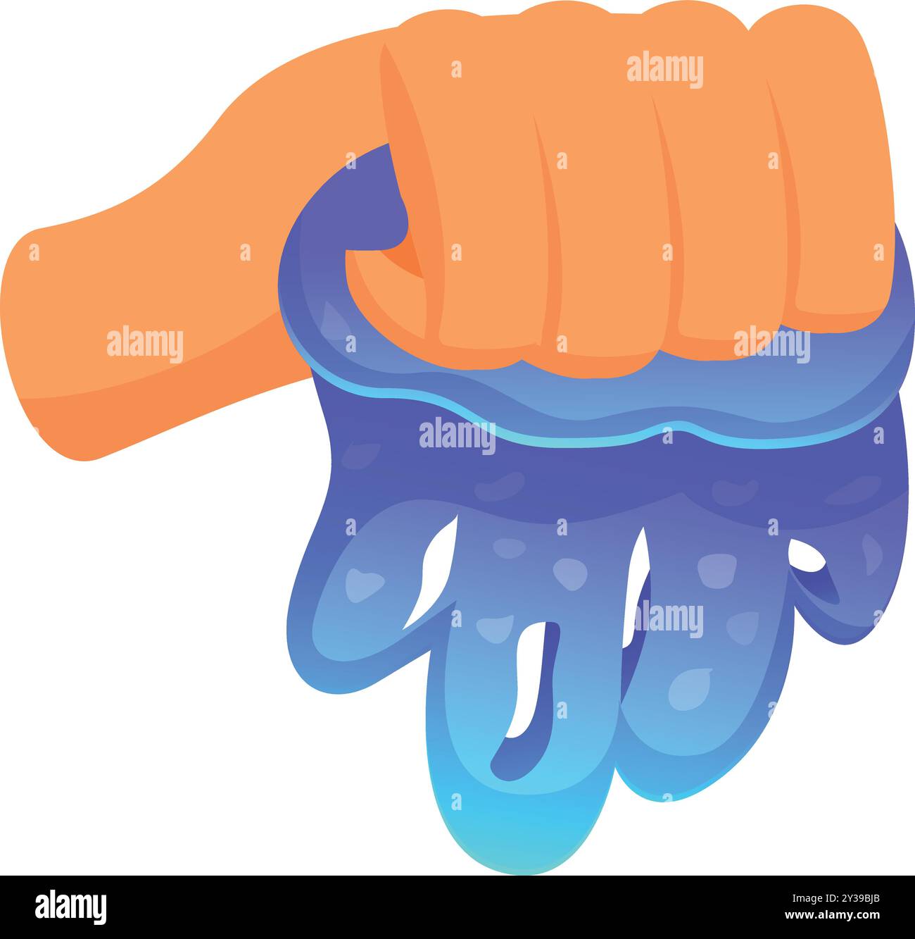 Hand squeezing a blue slime toy, a popular stress relieving activity ...