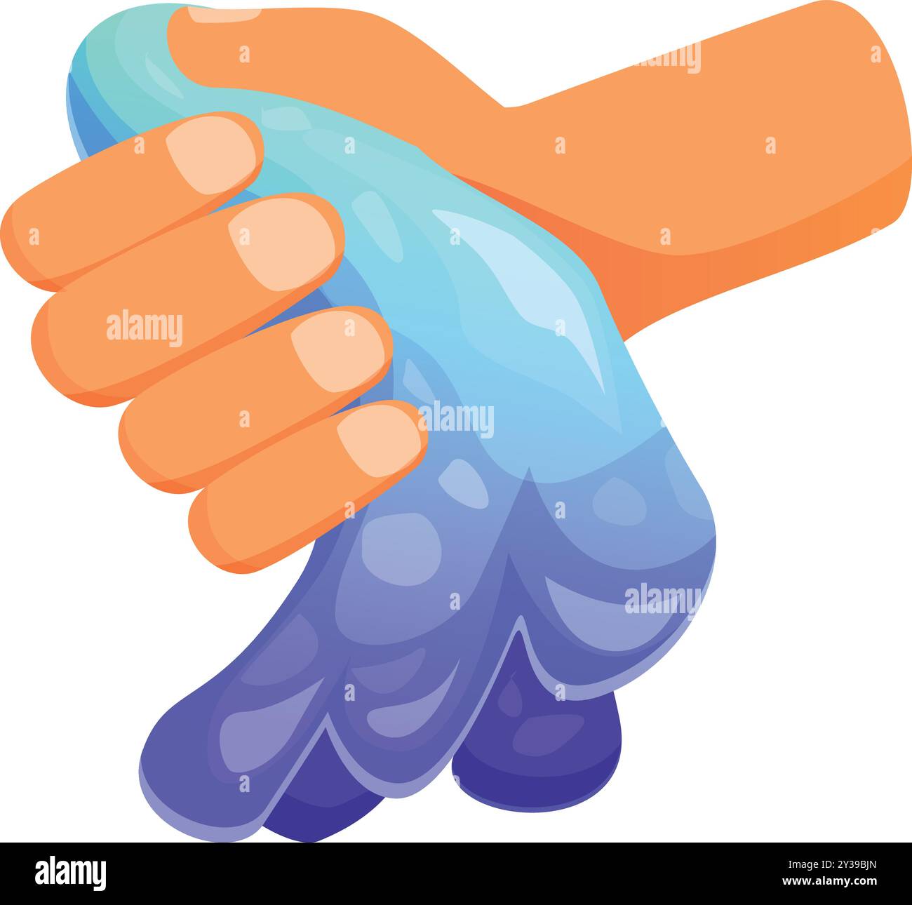 Hand squeezing and manipulating a bright blue slime, demonstrating its ...