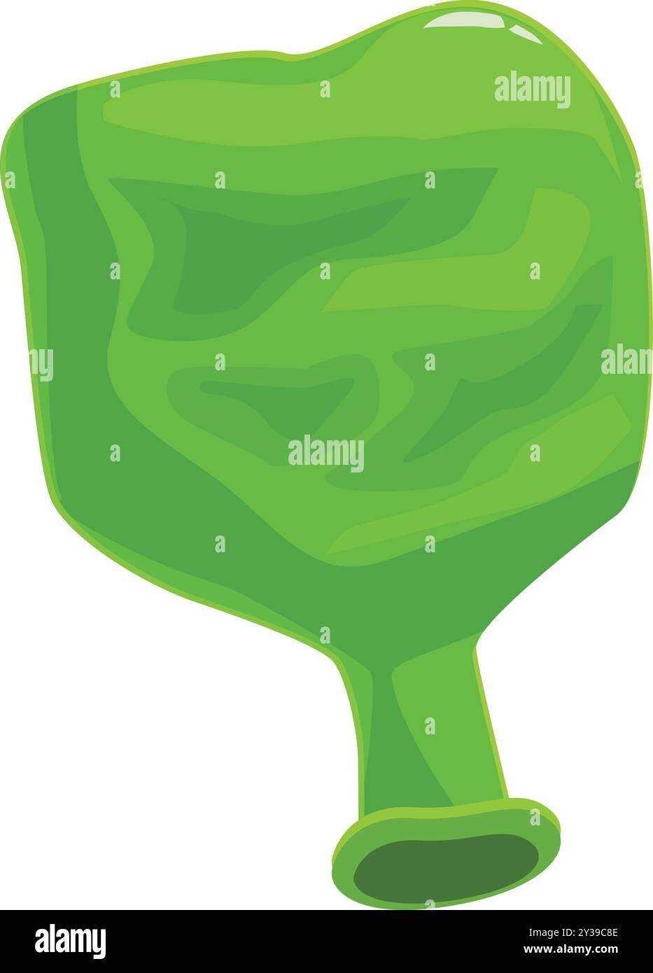 This cartoon illustration shows a deflated green balloon, evoking ...