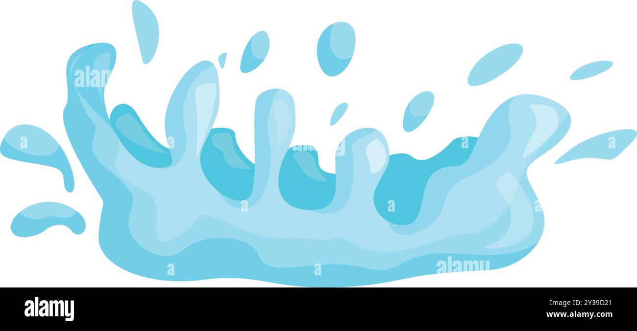 This cartoon water splash is making a crown shape with its aqua blue ...