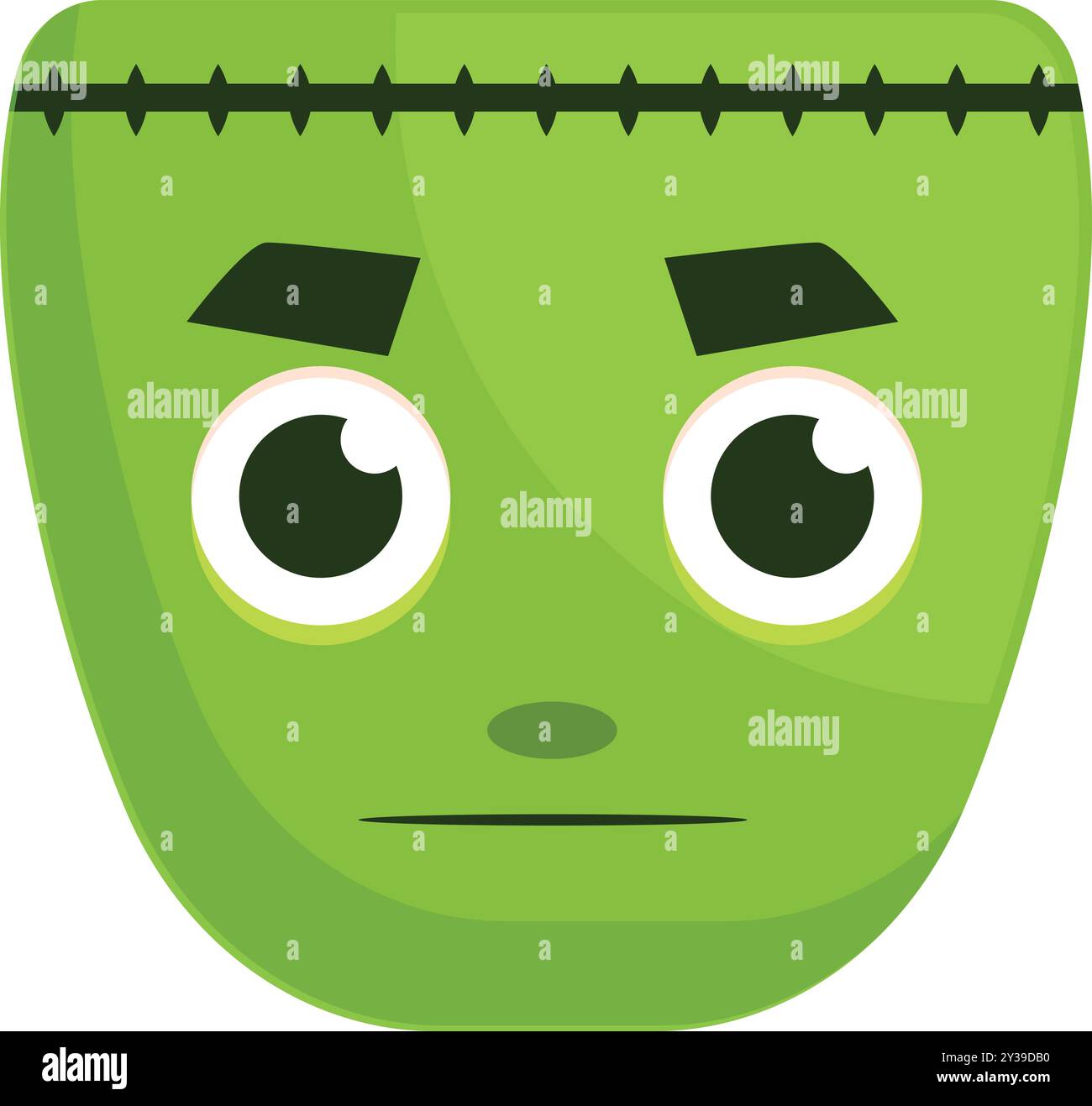 Green frankenstein monster face with stitches is showing a neutral ...