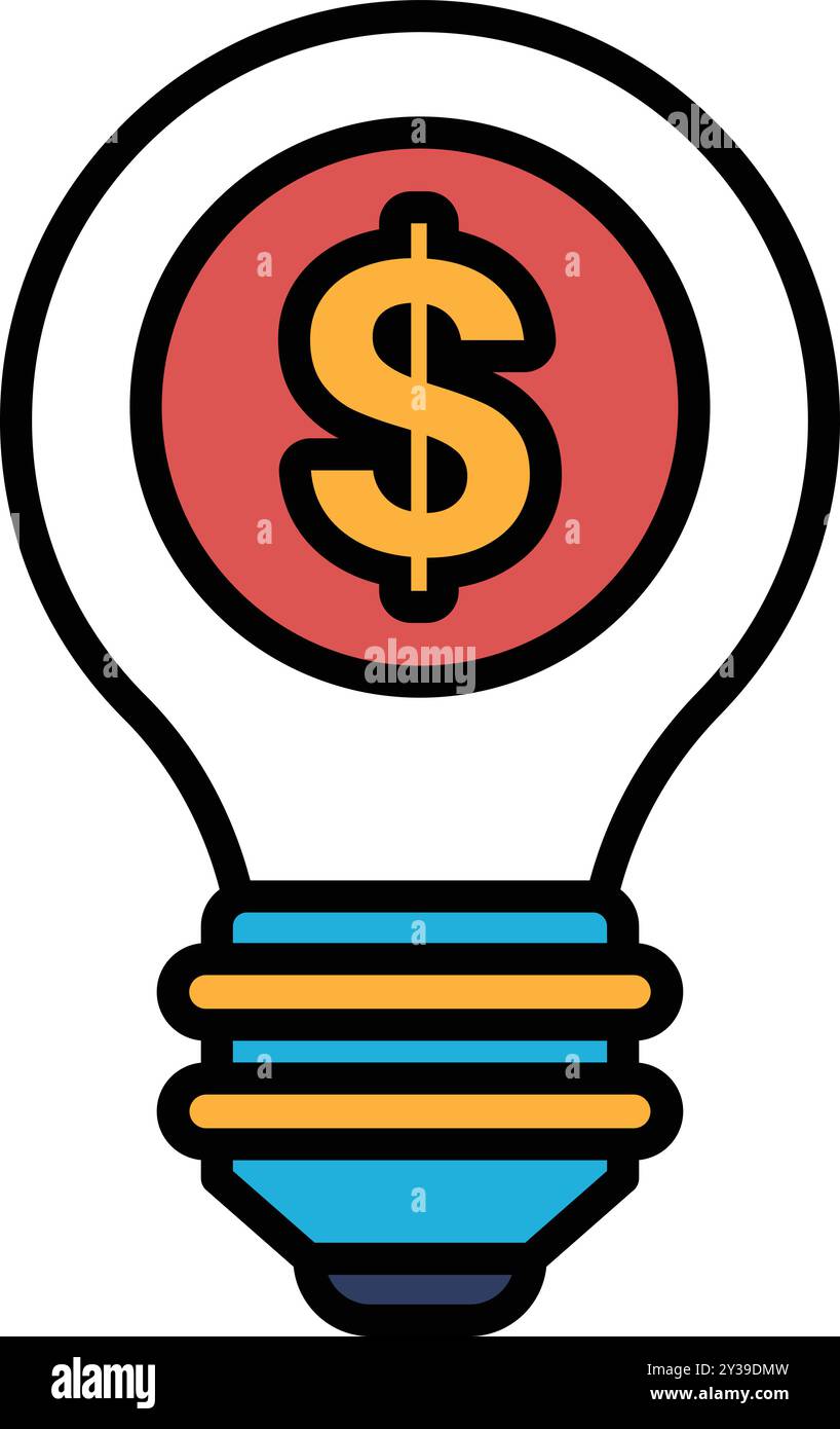 A dollar sign is drawn on a light bulb. The light bulb is a symbol of ...