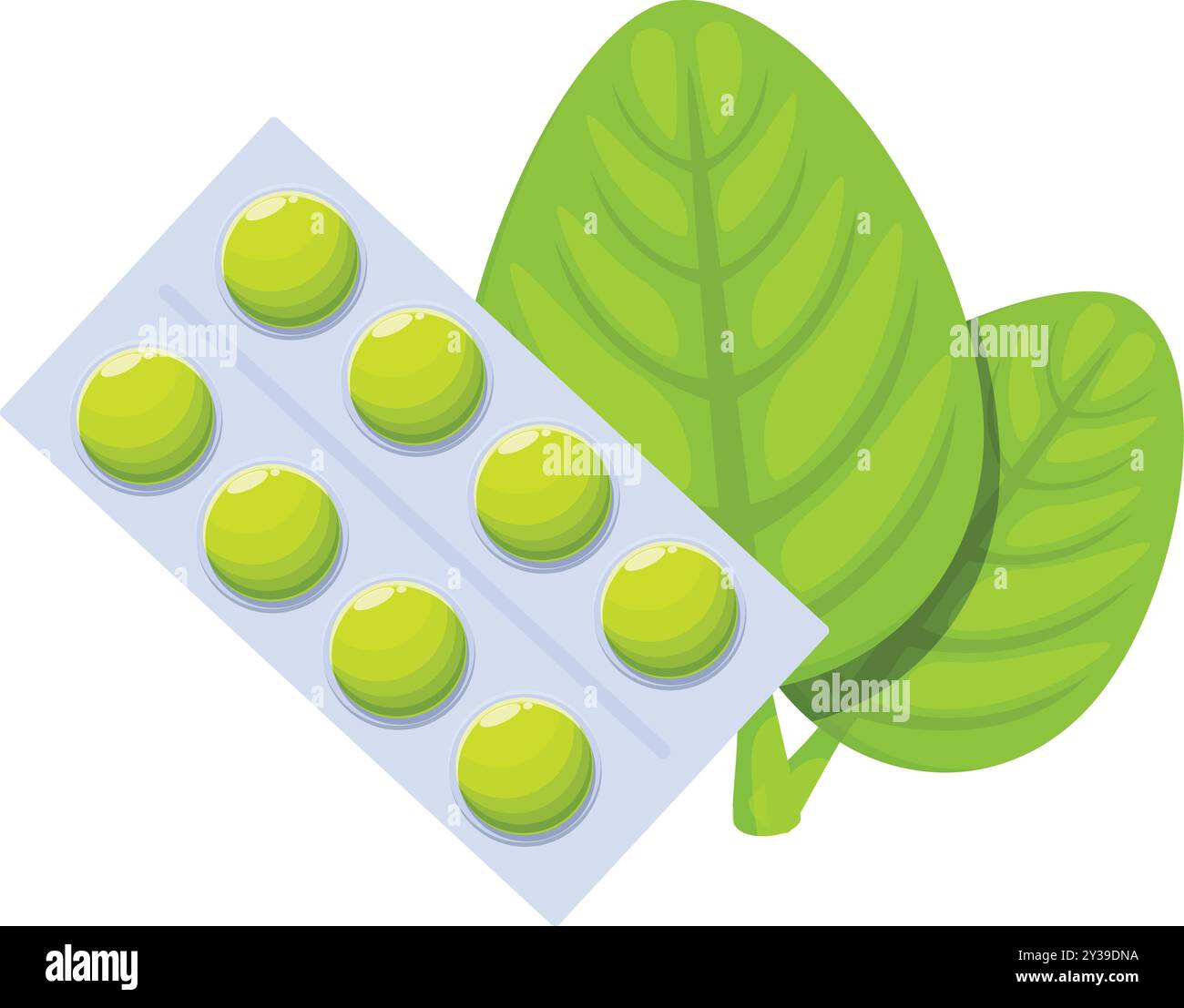 Blister pack of green pills for treatment and prevention lying near ...