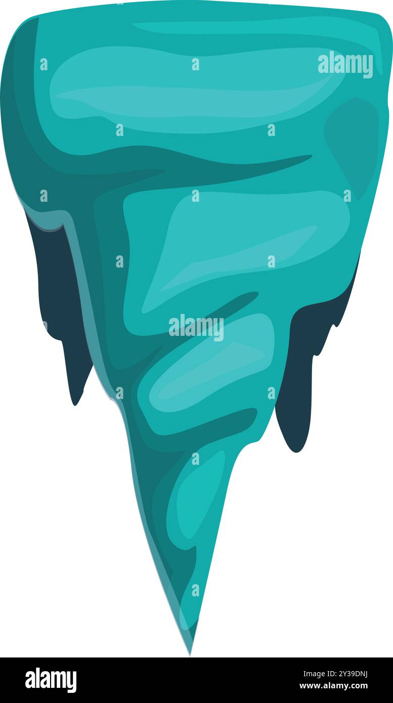 Cartoon turquoise toxic waste flowing down forming a stalactite shape ...
