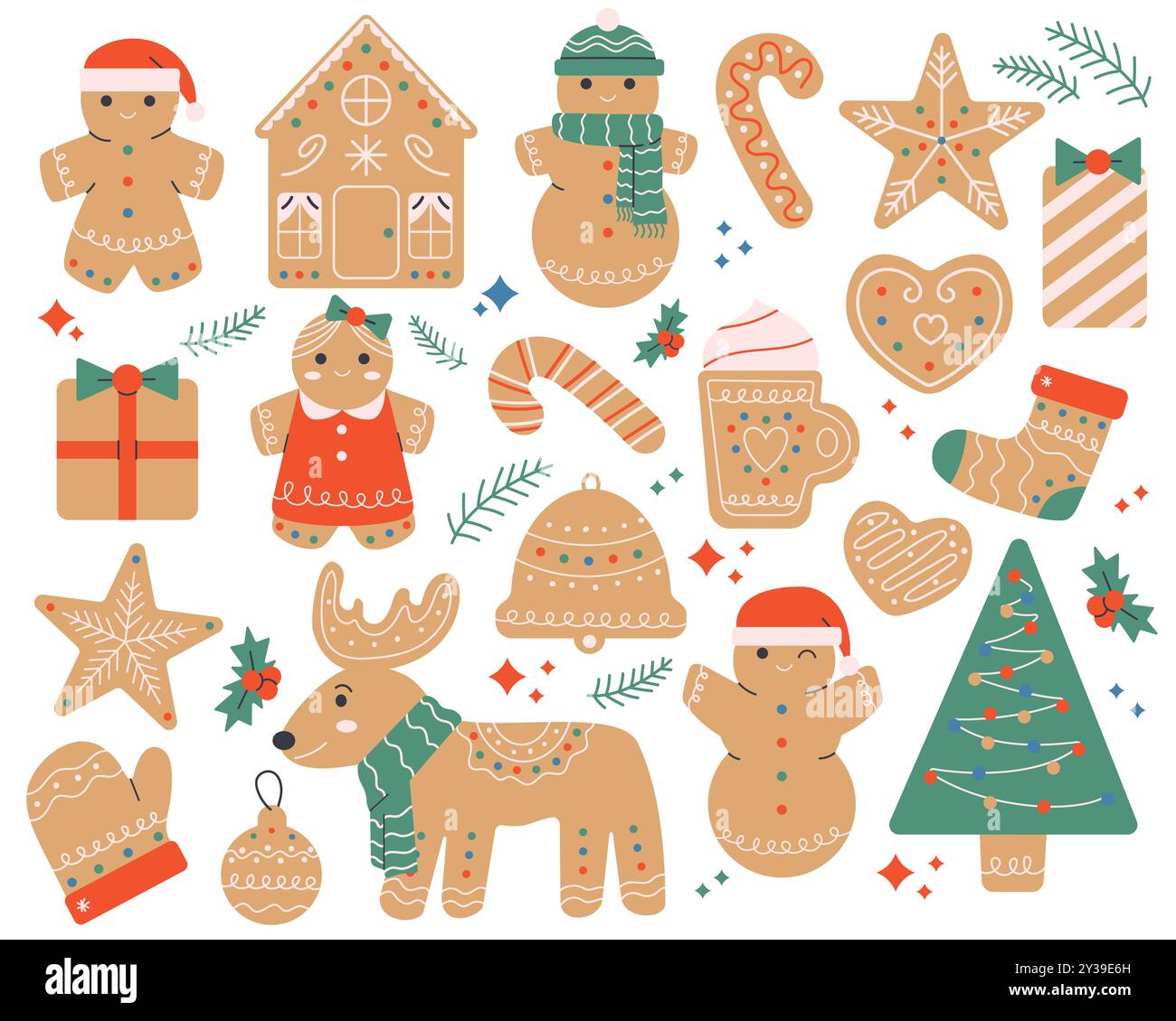 Gingerbread cookies set Stock Vector Image & Art - Alamy