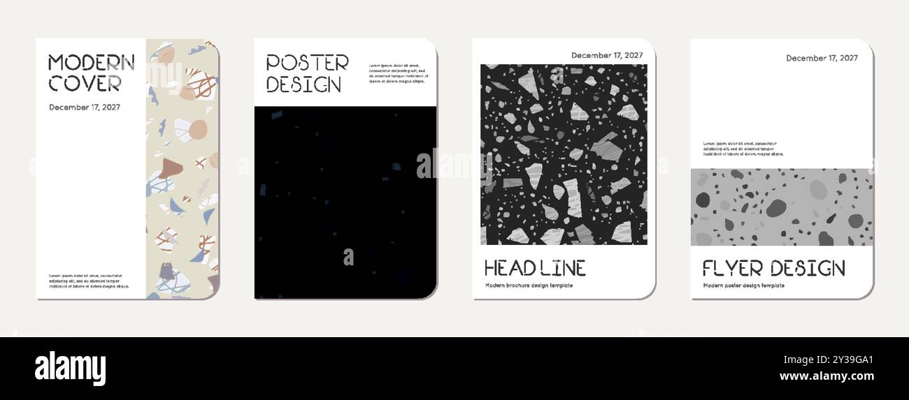 Note book cover design. Terrazzo abstract background made of natural ...