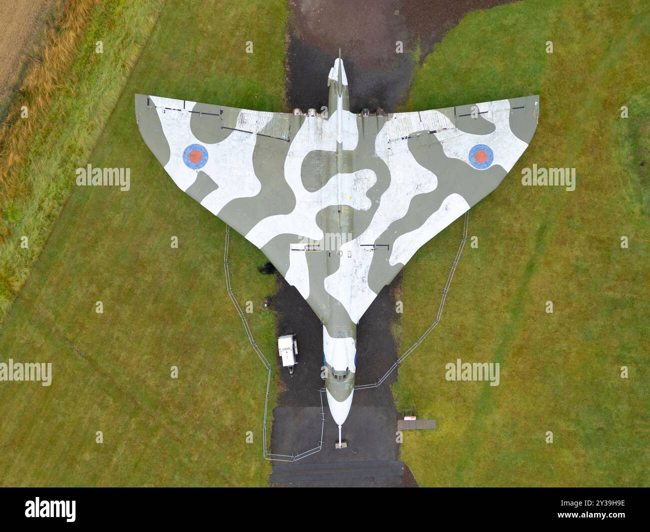 Aerial view of Vulcan bomber on display at National Museum of Flight at ...