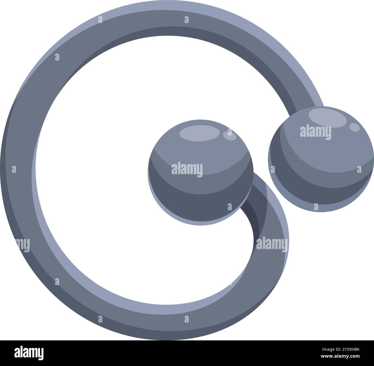 Circular barbell piercing holding two balls, typically used for ...