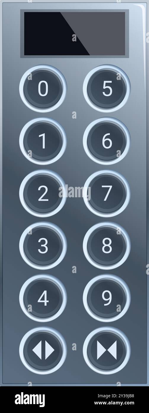 Modern elevator control panel showing floor selection buttons and ...