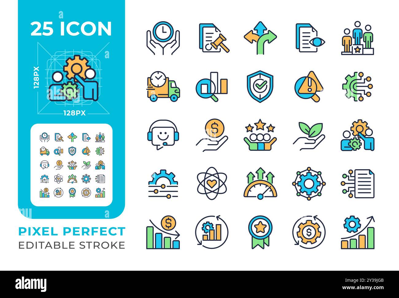 Production workflow line icons Cut Out Stock Images & Pictures - Alamy