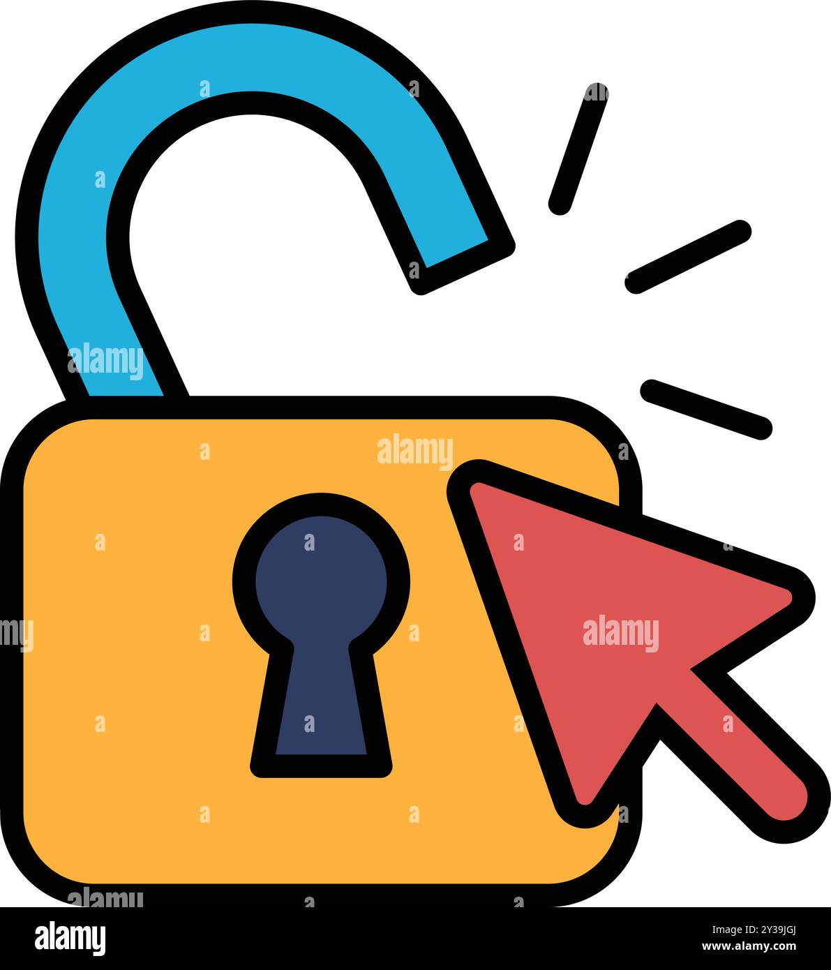 A cartoon image of a lock with a keyhole and a arrow pointing to a ...