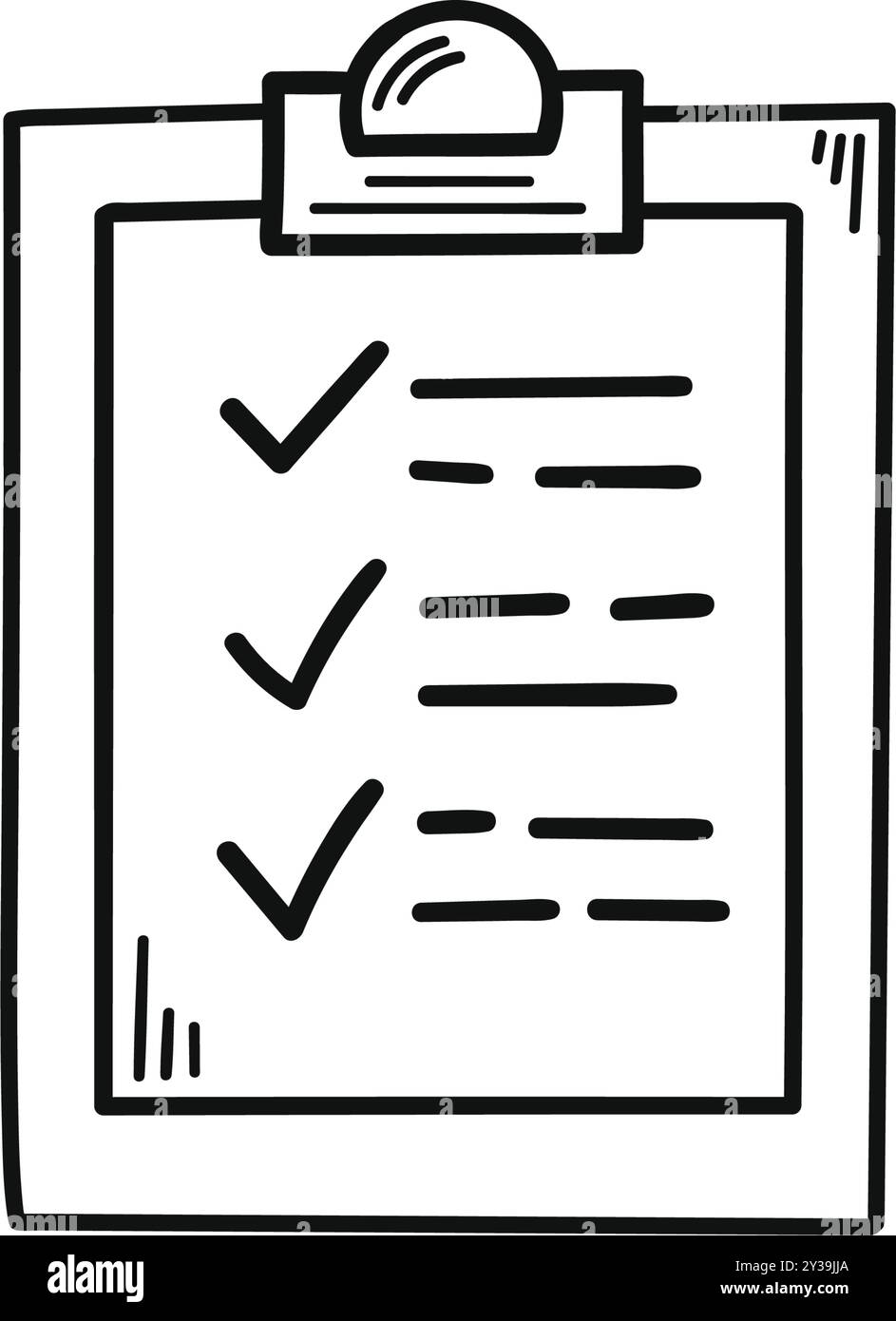 Hand drawn memo paper sheet icon in flat style. Checklist vector ...