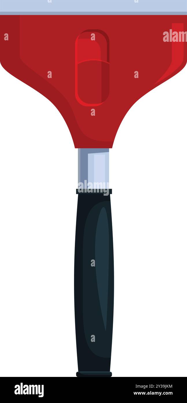 Red putty knife with a black handle, a tool for construction and ...