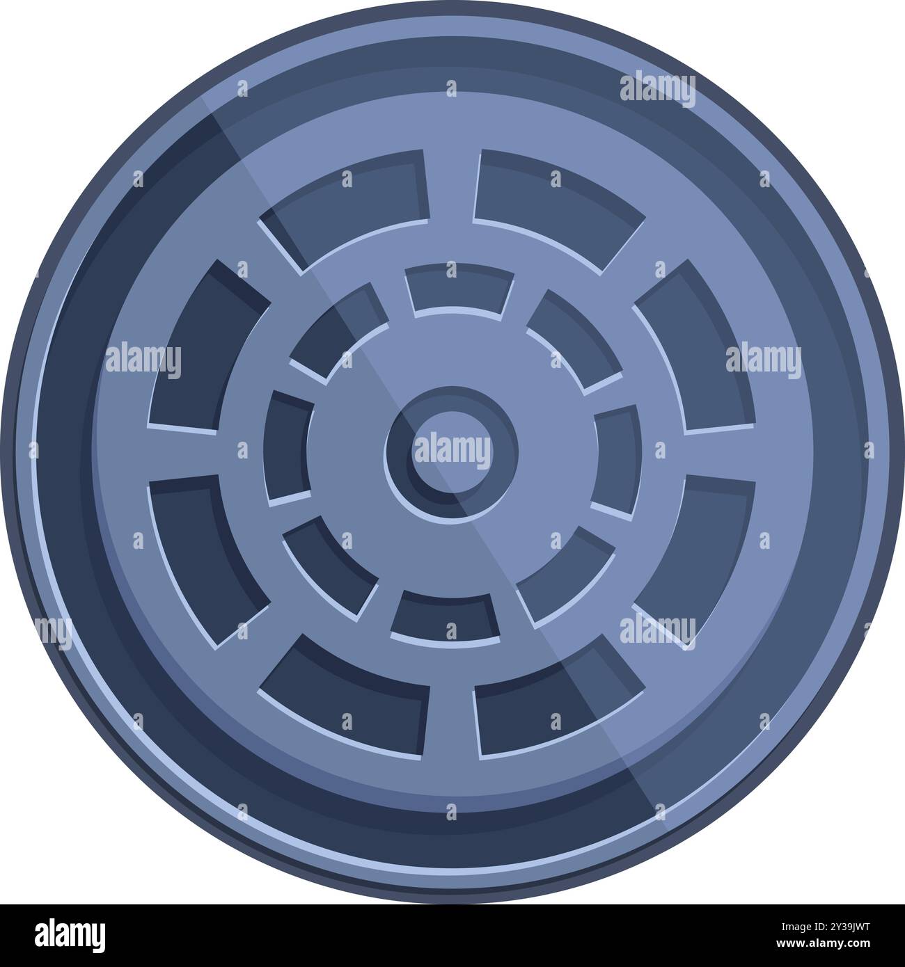 Round manhole cover is lying on the street, top view Stock Vector Image ...