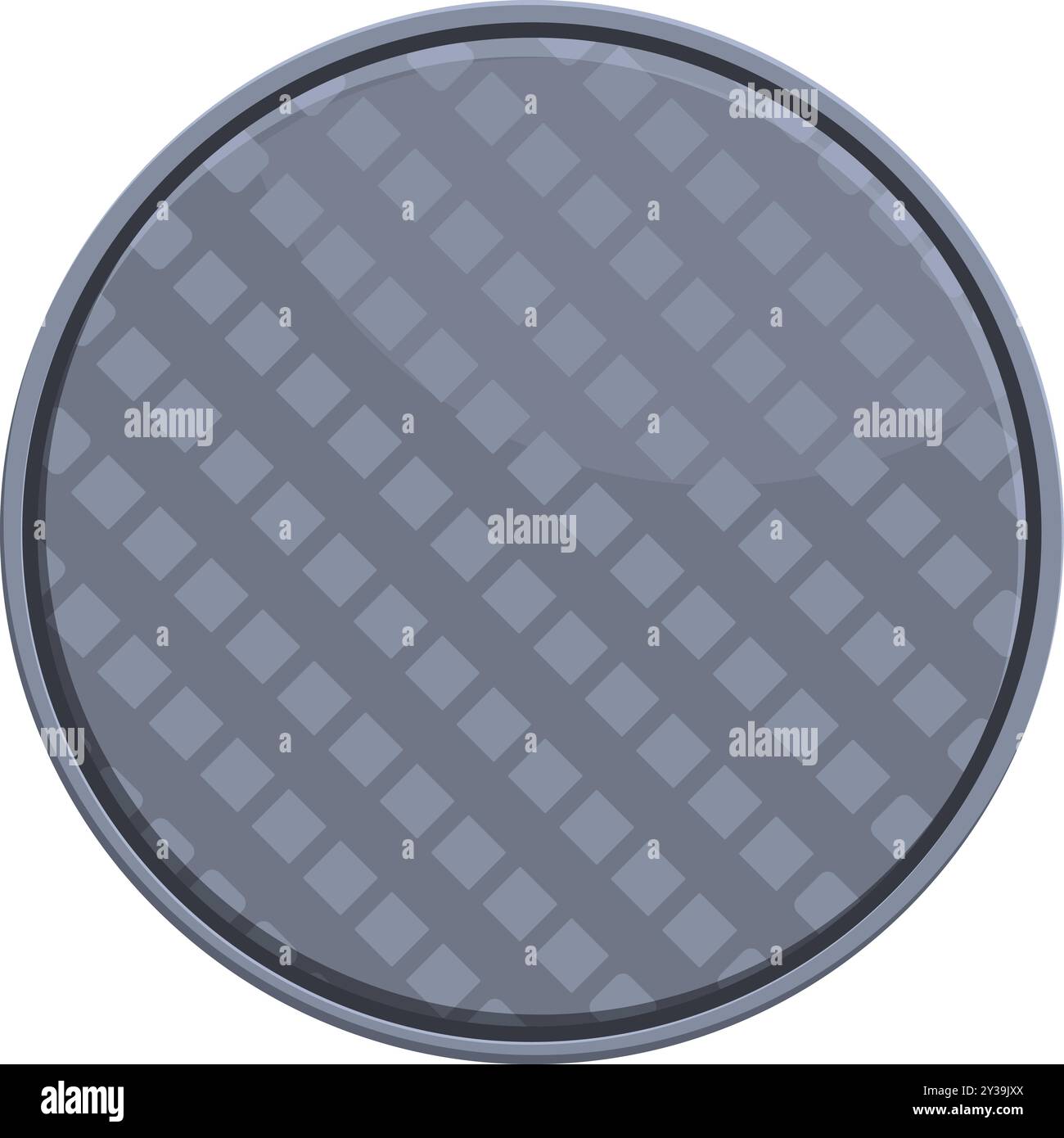 Round manhole cover with square pattern is lying on the street Stock ...