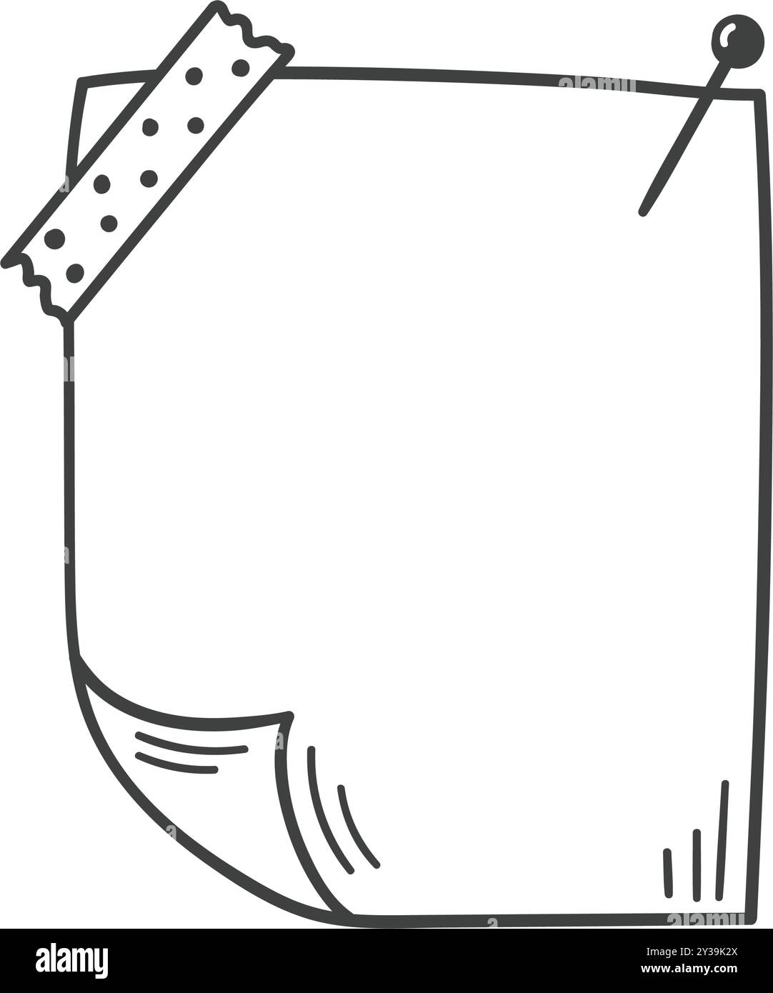 Hand drawn memo paper sheet icon in flat style. Doodle sketch vector ...