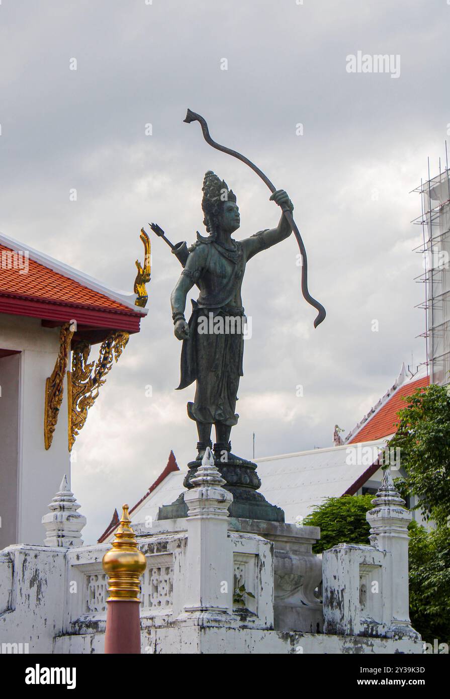 Sculpture of Phra Narai Song Puen (Vishnu holding a bow and arrow), in ...