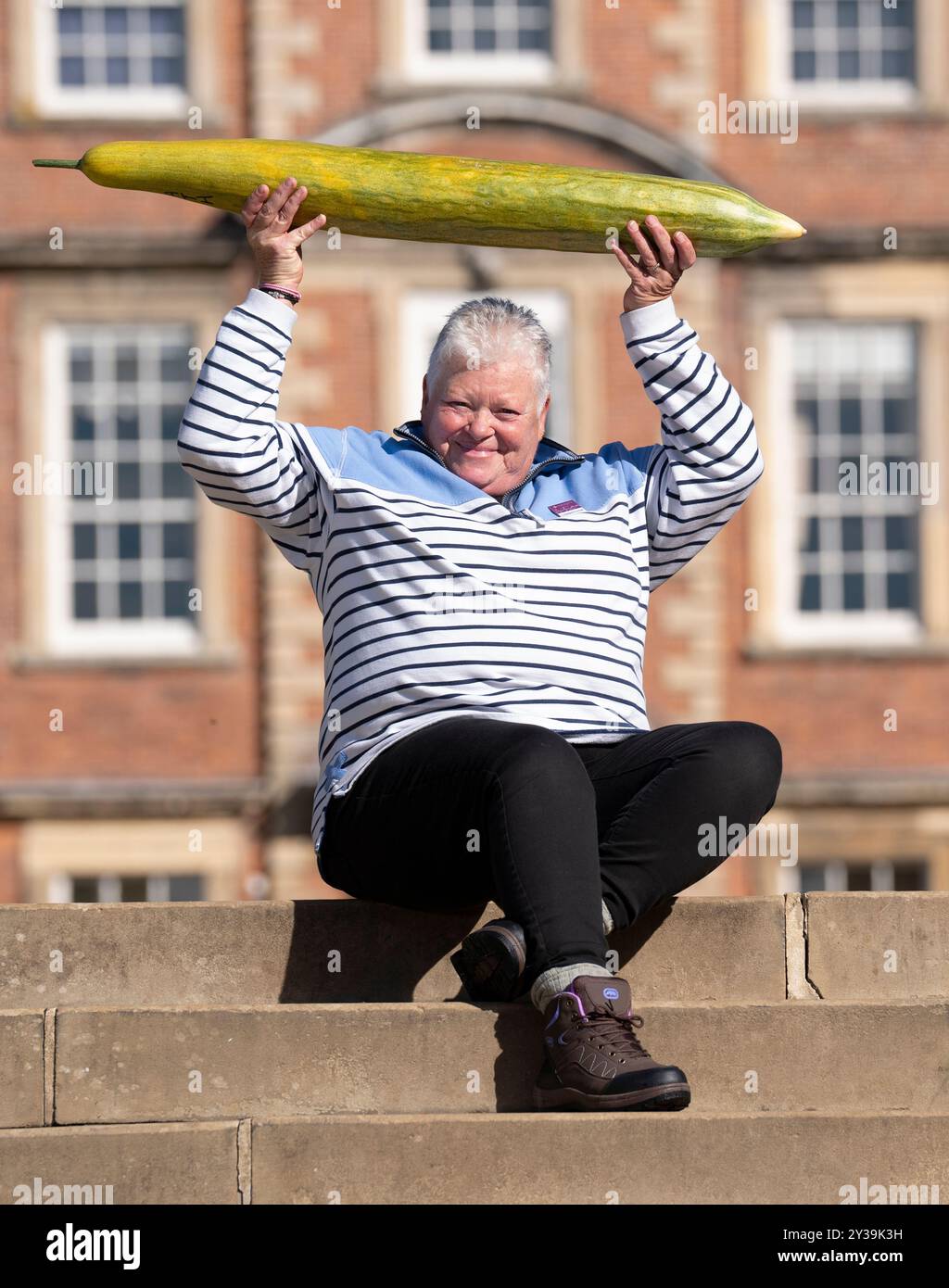Carmel Atherton with her one-metre long giant cucumber that won 1st ...